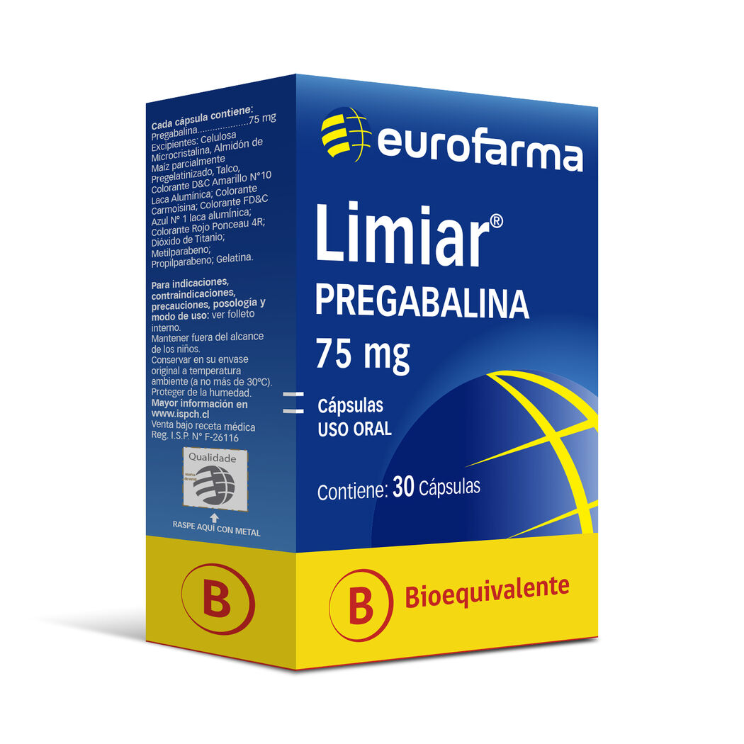 Limiar (B) Pregabalina 75mg 30 Cápsulas | Productos | Salcobrand