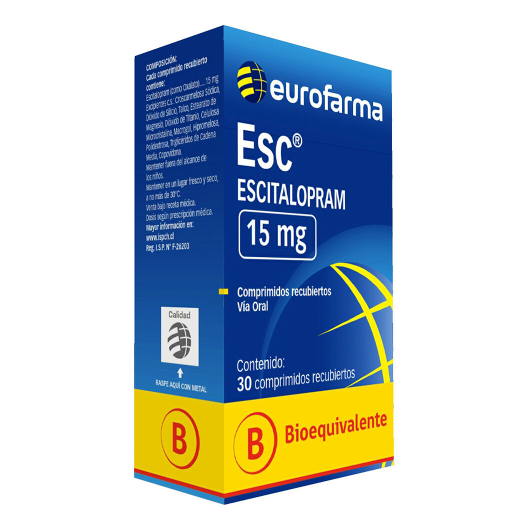 Esc (B) Escitalopram 15mg 30 Comprimidos Recubiertos | Productos ...
