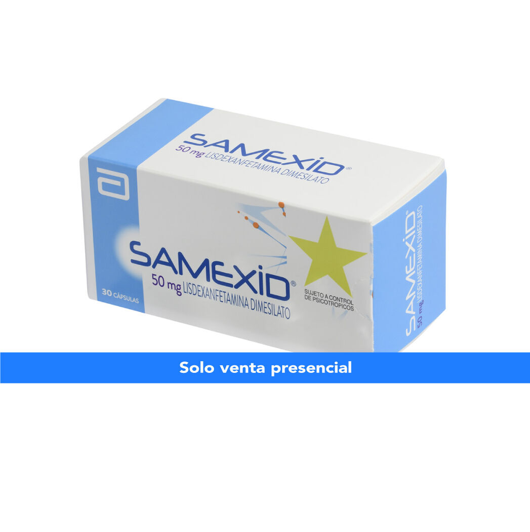 Samexid Lisdexanfetamina Dimesilato 50 mg 30 Cápsulas | Productos ...